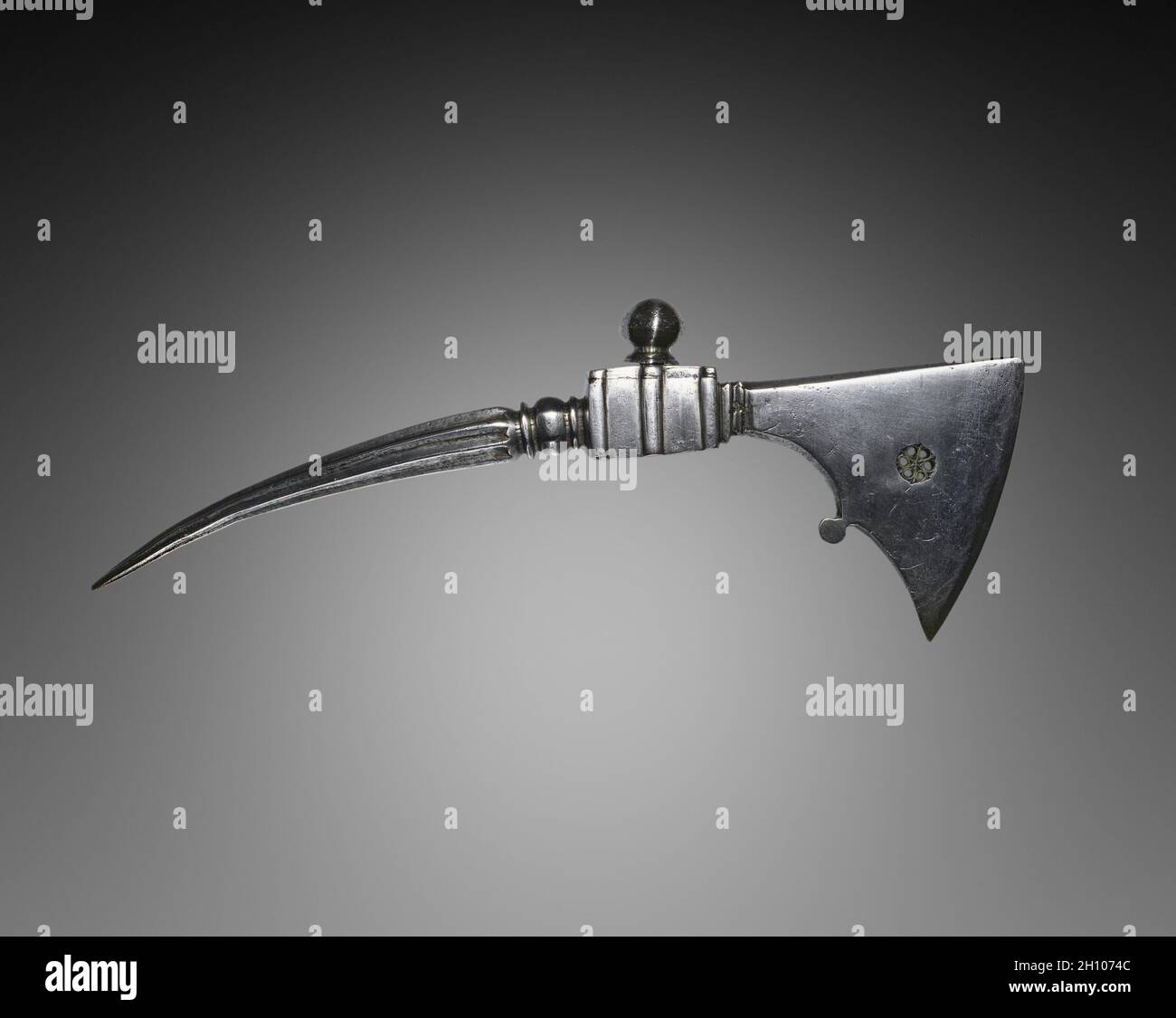 Battle Axe, late 1500s. Italy, late 16th Century. Steel, inset with ...