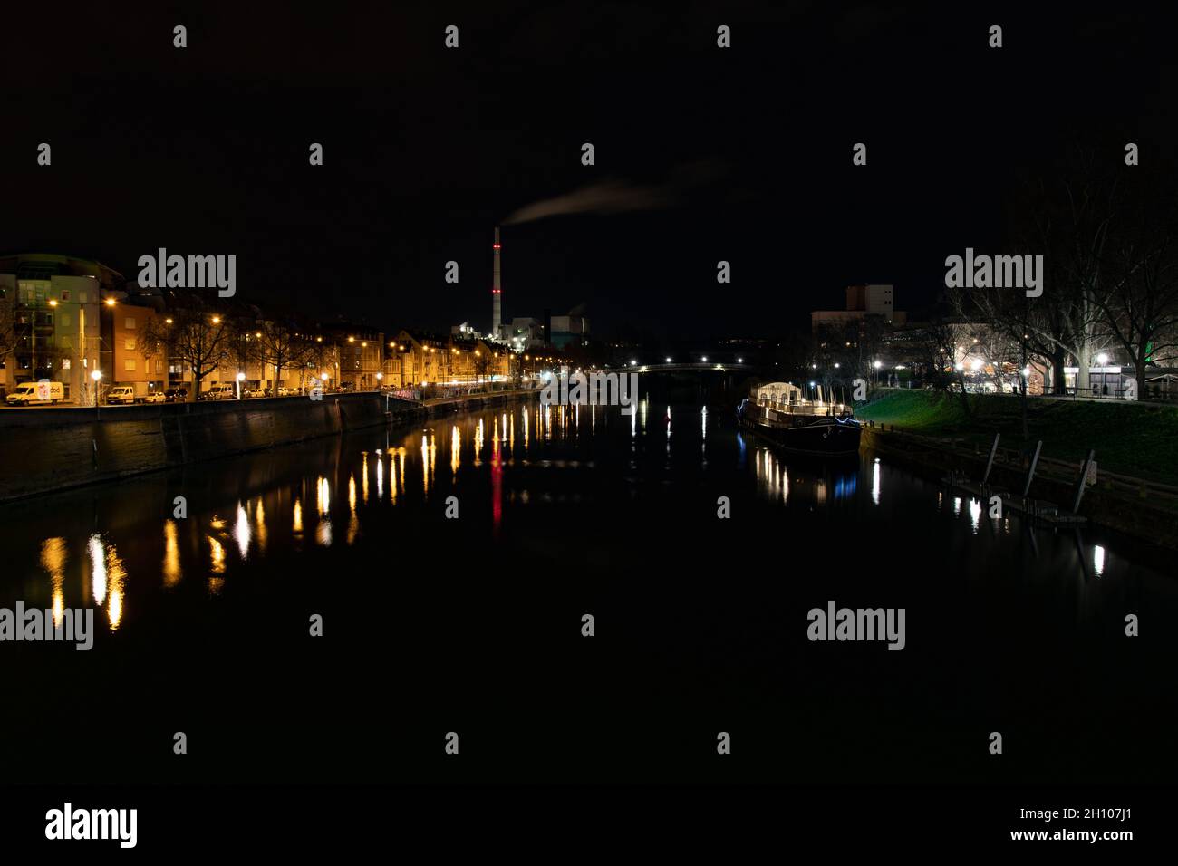 river at night with atmospheric lights Stock Photo - Alamy