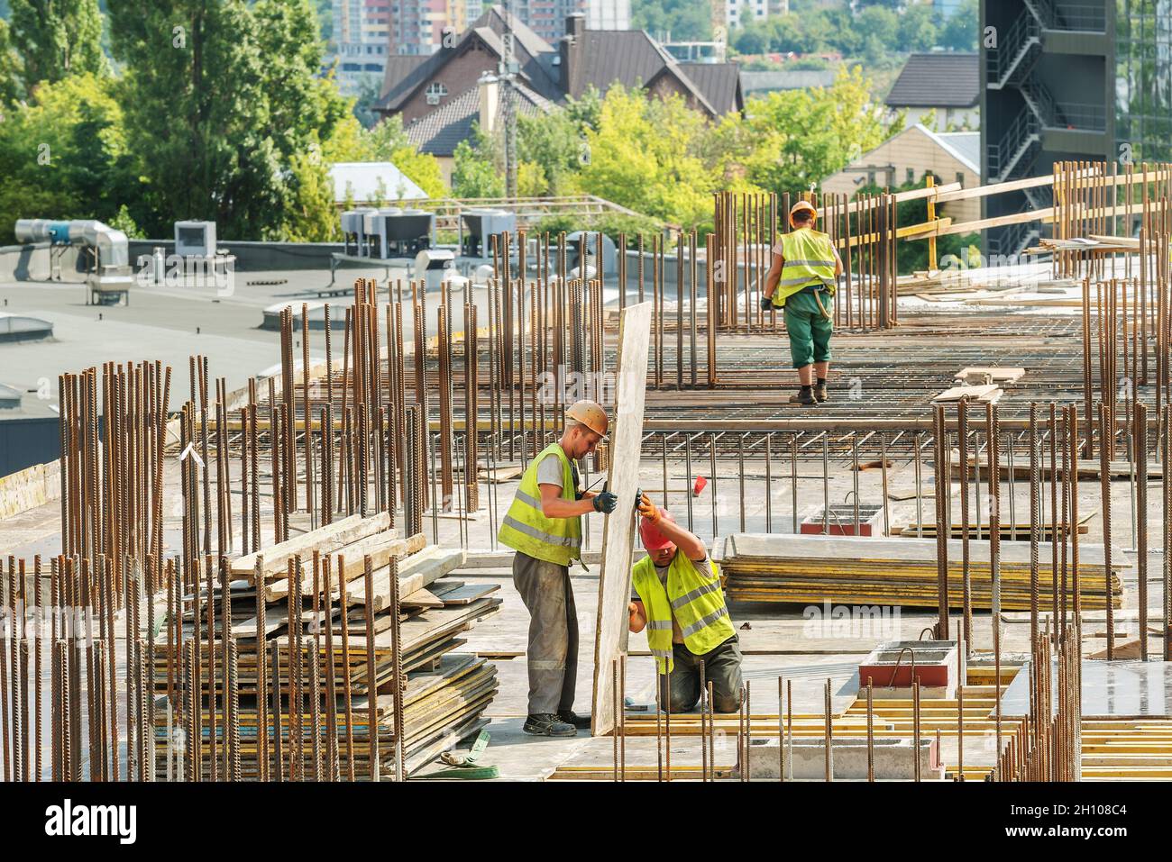 Kiev, Ukraine - August 9, 2019: New building under construction and ...