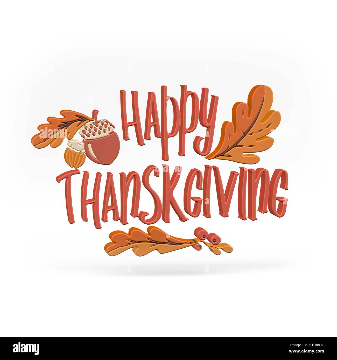 3D graphics Thanksgiving Day on white background - 3D render Stock ...