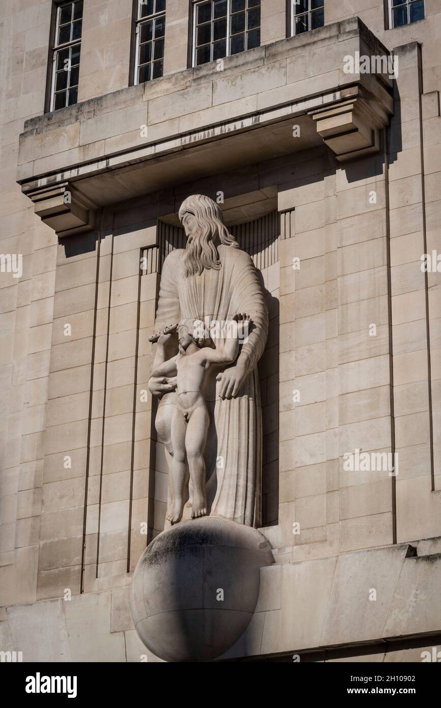 Art Deco detail of the Broadcasting House, the headquarters of the BBC ...