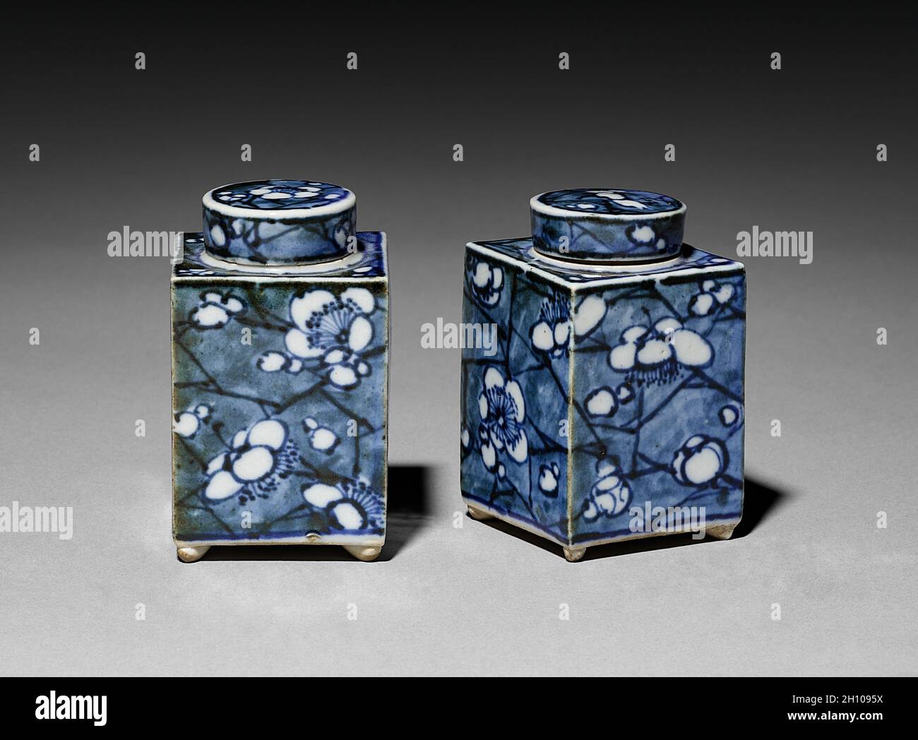 Pair of Tea Containers with Plum Blossoms, early 1800s. Aoki Mokubei ...