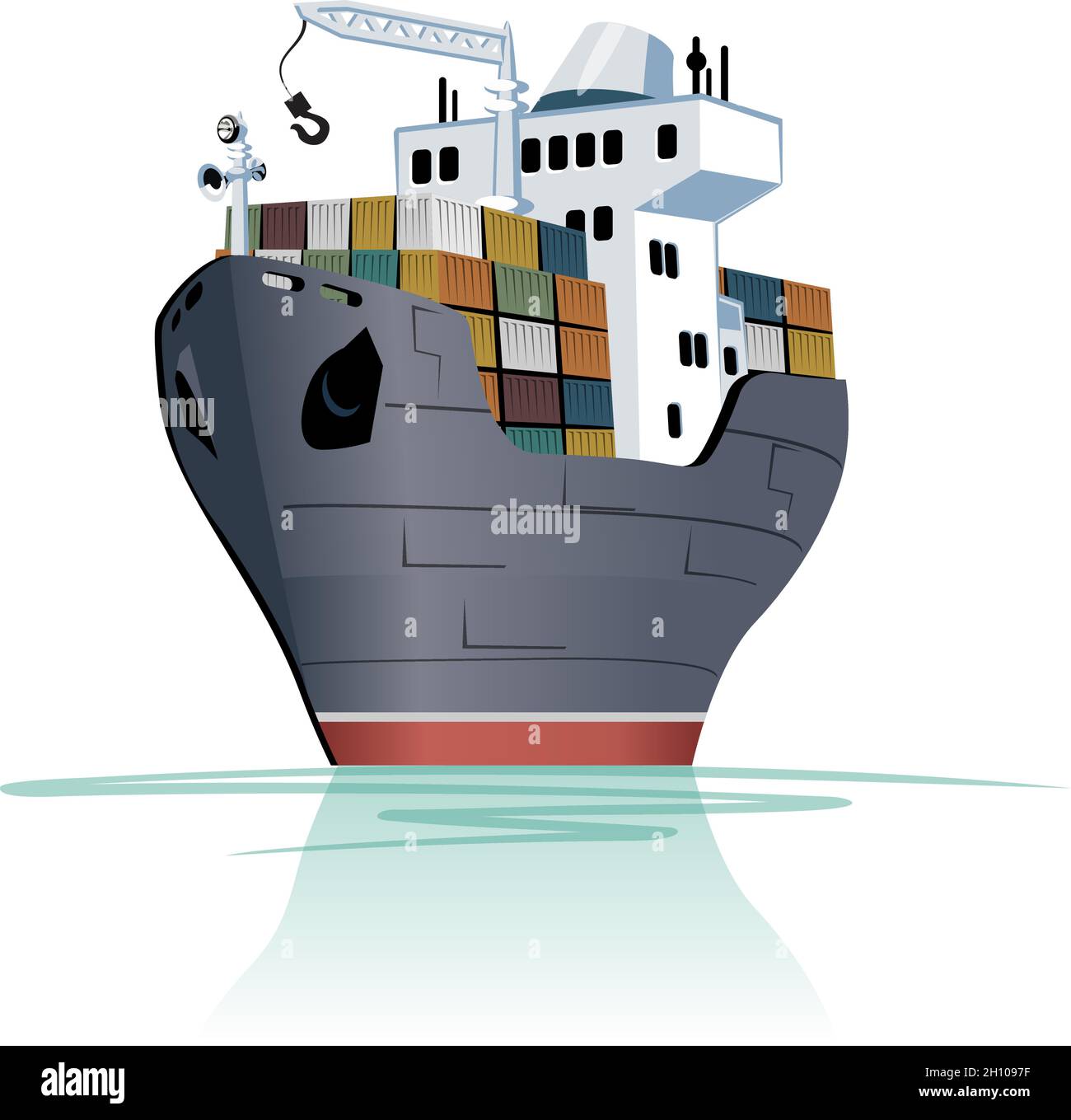 Vector cartoon cargo ship. Available EPS-10 separated by groups and ...