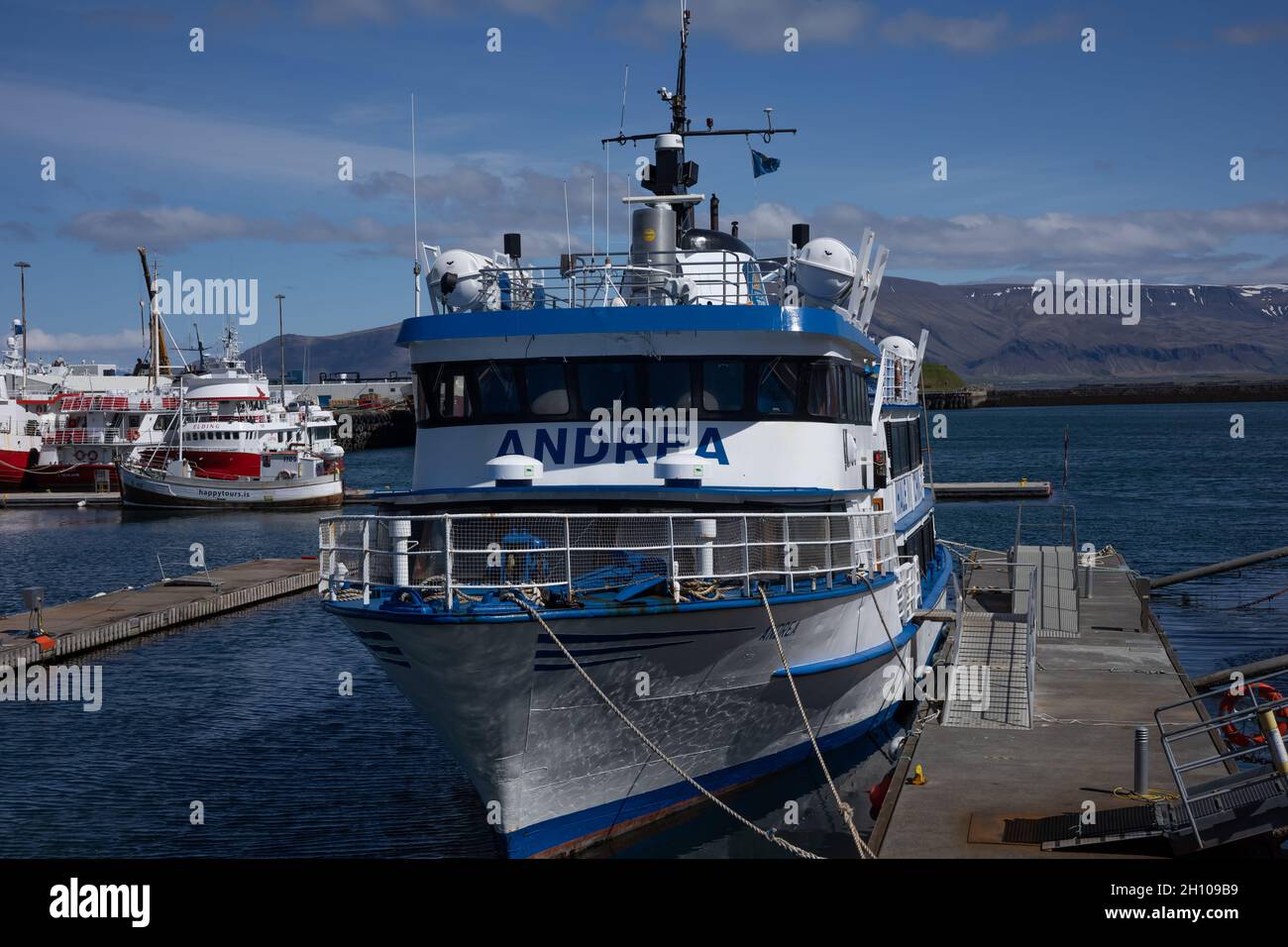 REYKJAVIK, ICELAND - June 12, 2021: The "Andrea", passenger whale ...