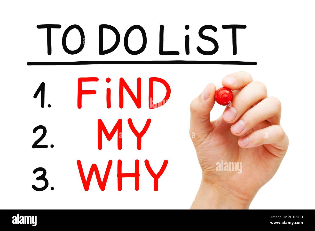 Hand writing text Find My Why in To Do list. Purpose of life ...