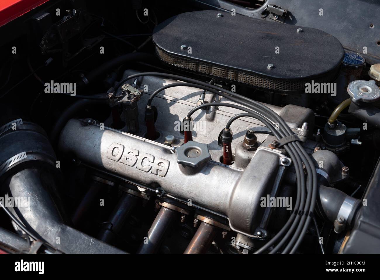 OSCA sports car engine Stock Photo - Alamy