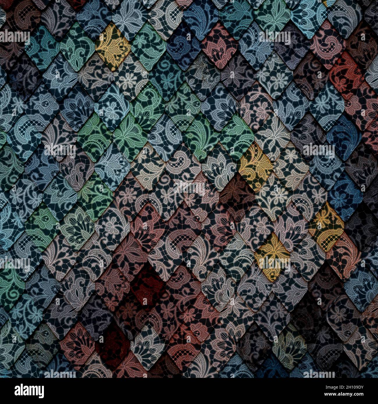 colorful textile print patterns, pillow designs Stock Photo - Alamy