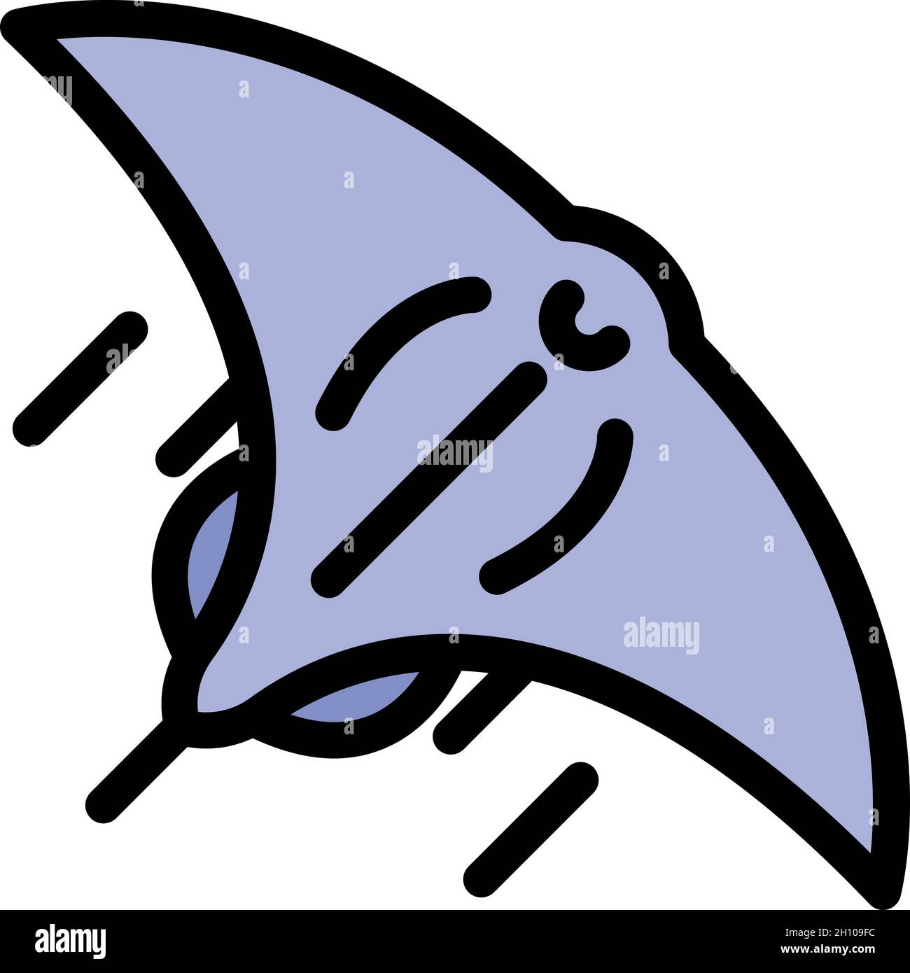 Dive stingray icon. Outline dive stingray vector icon color flat ...