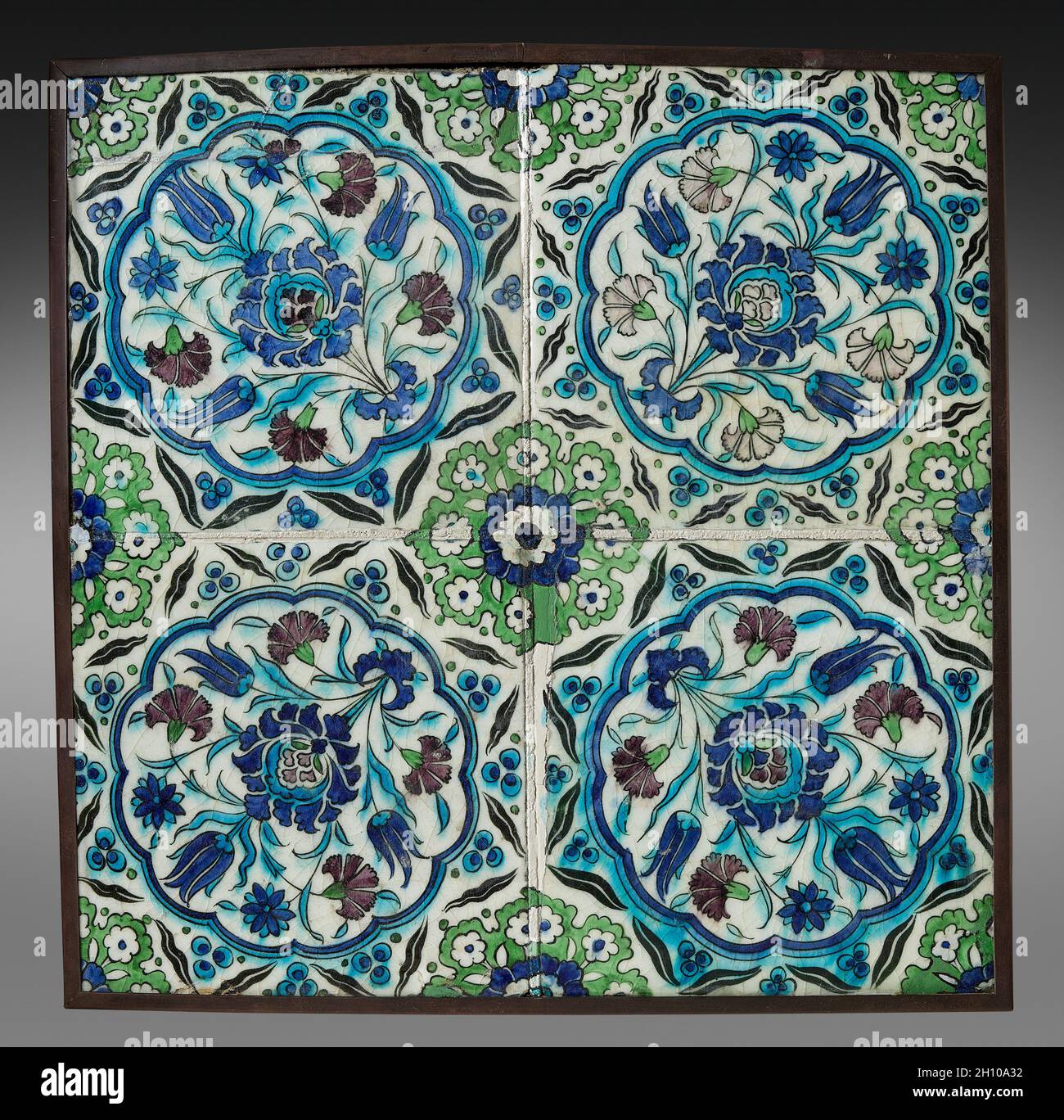 Wall Tiles, 1600s. Turkey (Iznik), Ottoman Period. Fritware with ...
