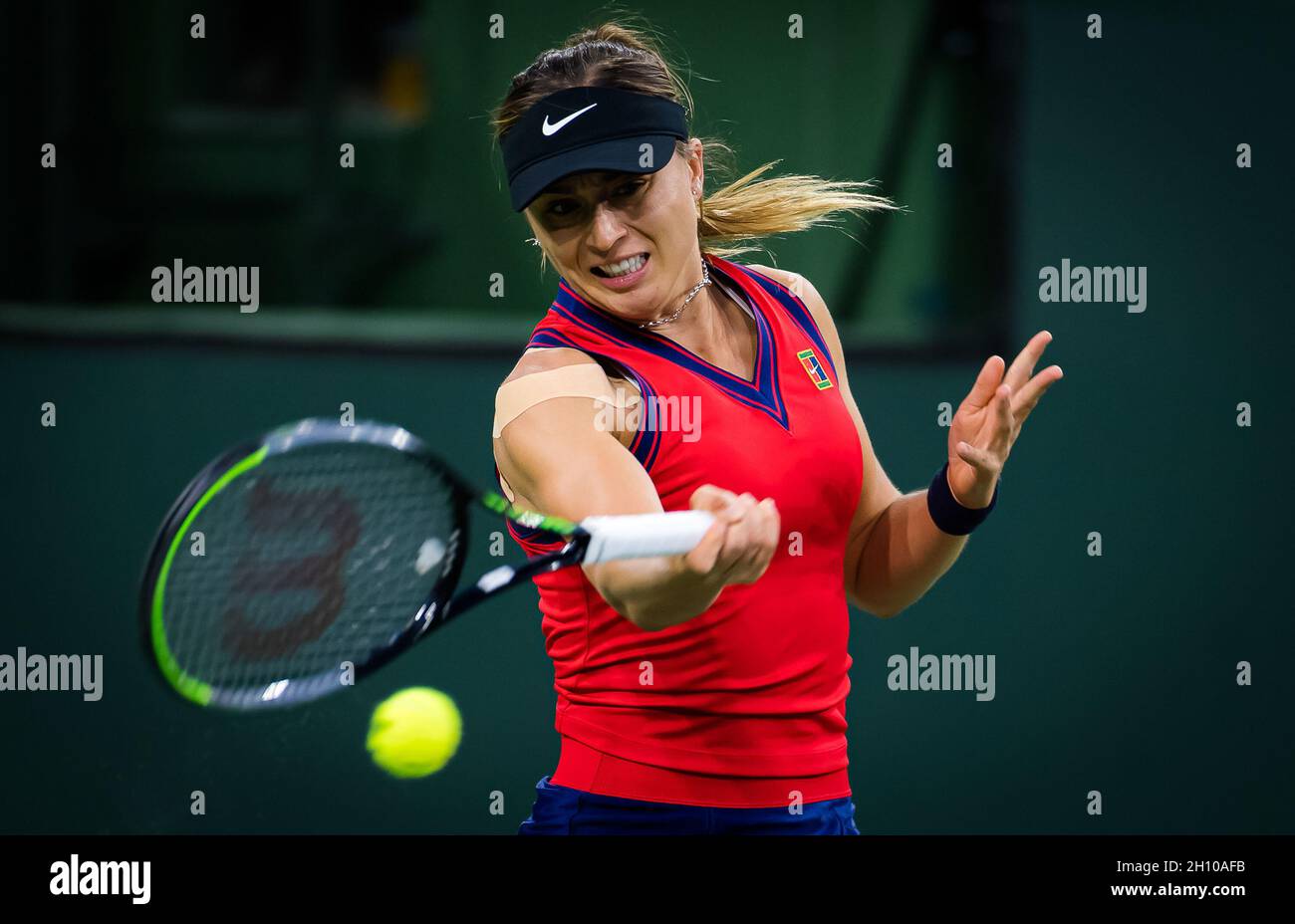 Paula Badosa of Spain in action during the quarter-final at the 2021 ...