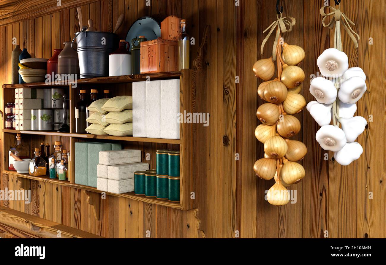 3D rendering of a vintage shop interior Stock Photo - Alamy