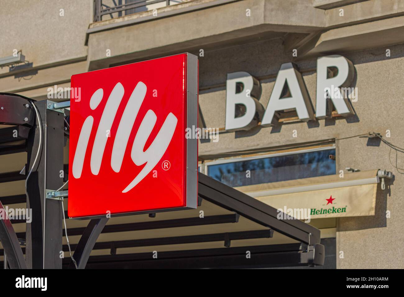 Belgrade, Serbia - October 04, 2021: Big Red Illy Italian Coffee Sign ...