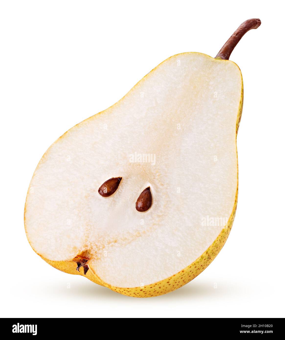 Fresh yellow pears cut in half isolated on white background. Clipping ...