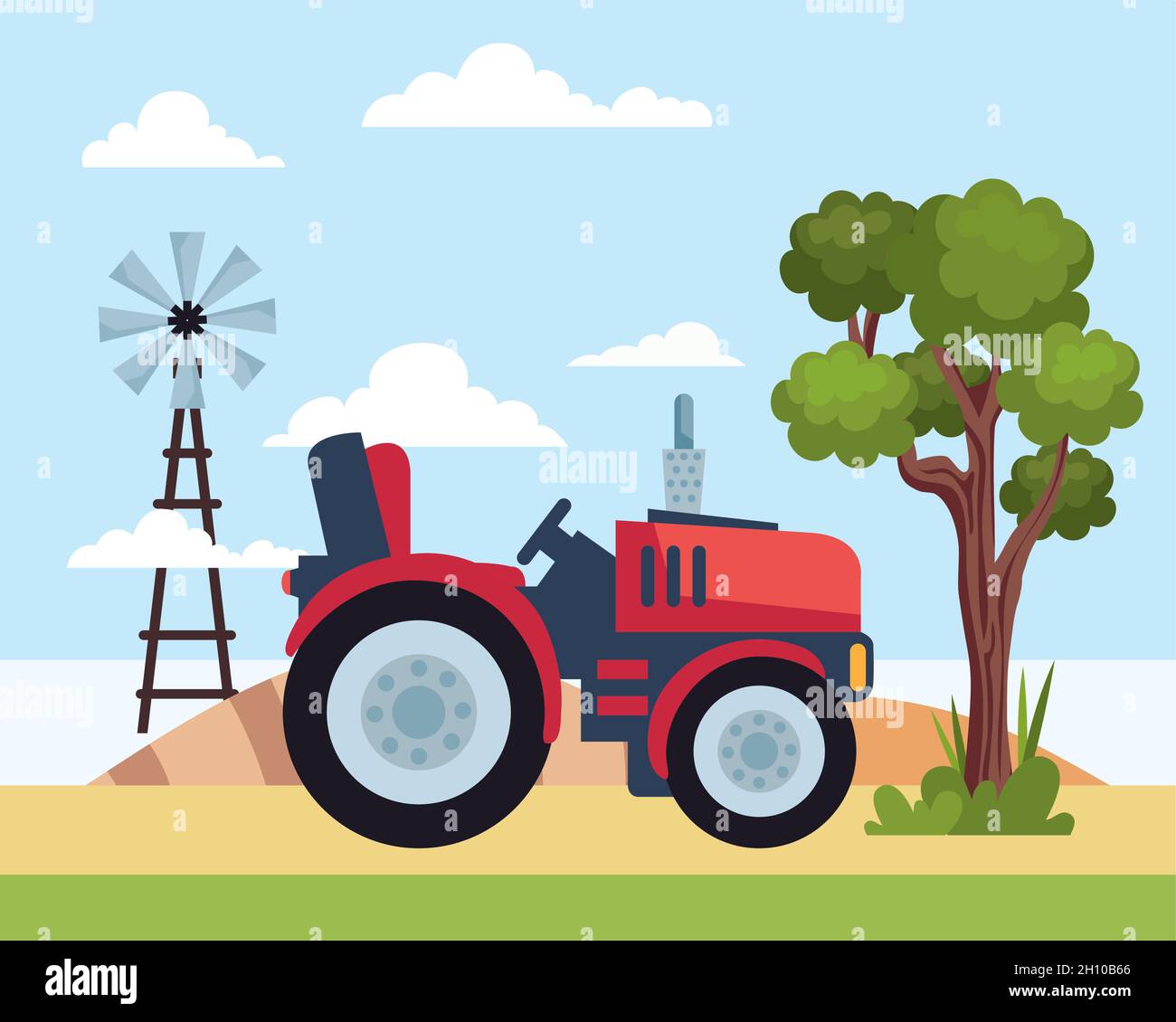 tractor and windmill Stock Vector Image & Art - Alamy
