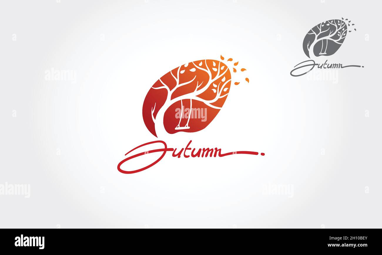 Autumn Vector Logo Template. Logo of a stylized tree in wind. You can ...