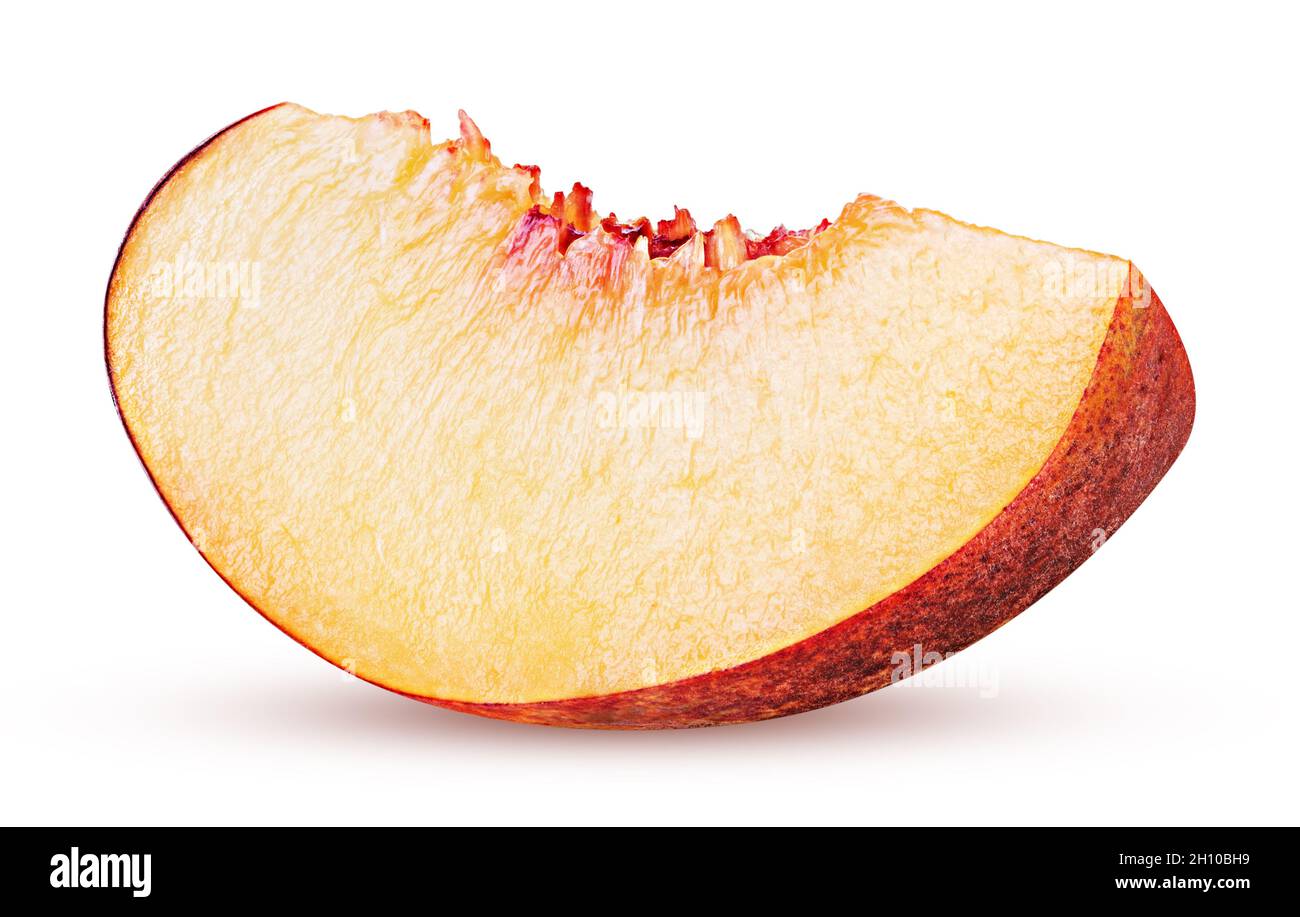 Ripe peach fruit slice isolated on white background. Clipping Path ...