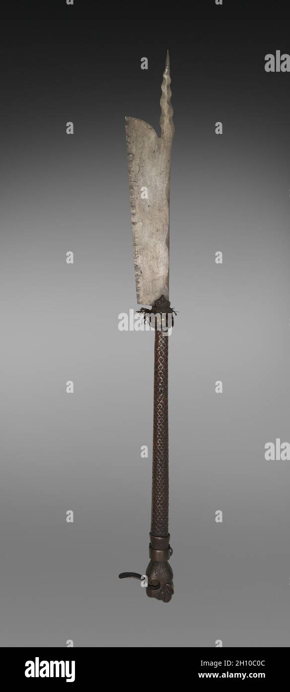 Glaive, 1400s. Italy, 15th century. Plain steel blade, carved wooden ...