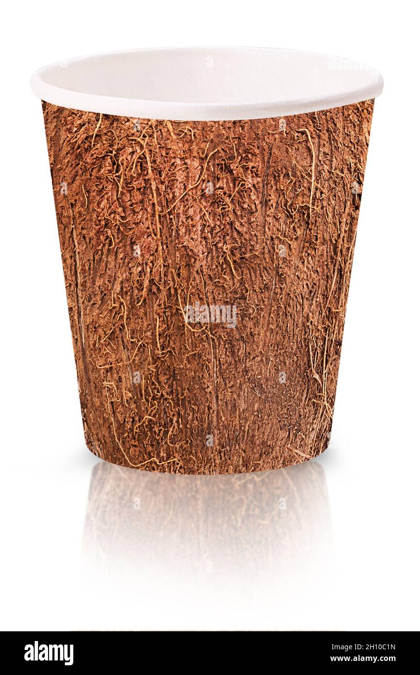Paper cup with coconut texture isolated on white background. Clipping ...