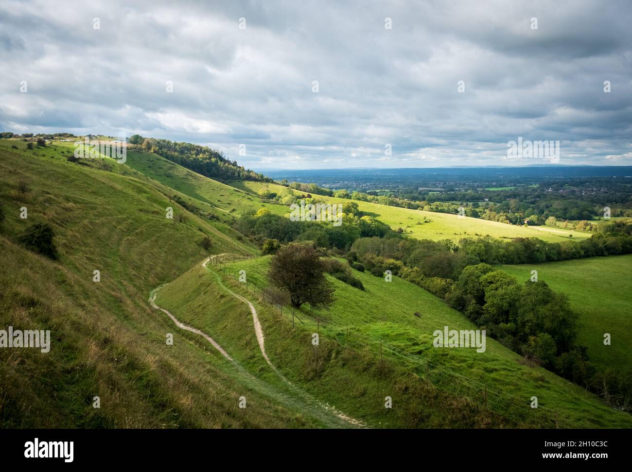 South Downs National Park landscape looking towards Ditchling Beacon ...