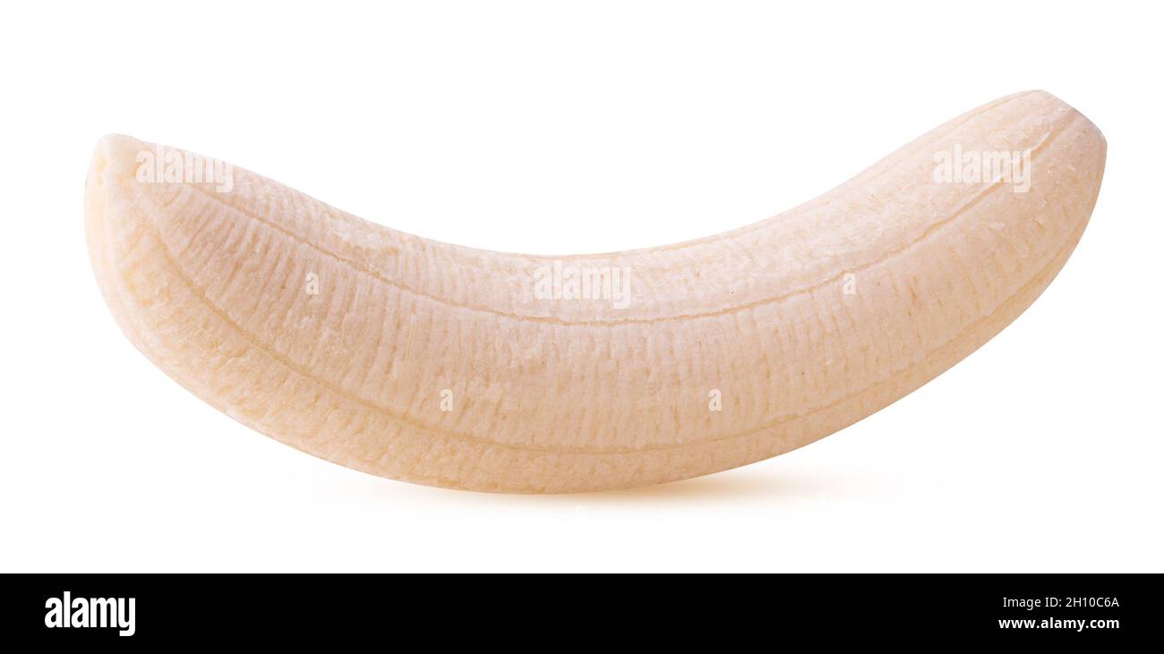 Ripe peeled banana isolated on white background. Clipping Path. Full ...