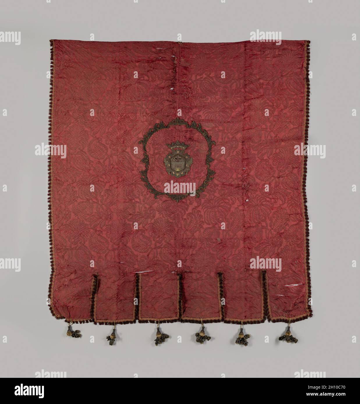 Banner, 1700s. Spain, 18th century. Crimson silk brocade, with applied ...