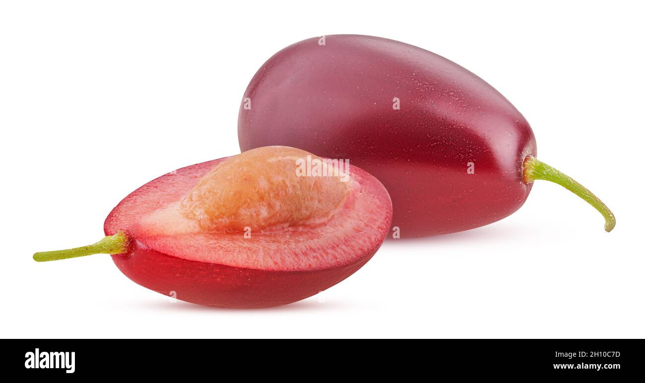 Cornel berries one cut in half with bone isolated isolated on white ...