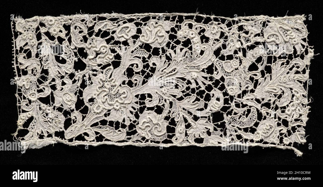 Needlepoint (Venetian Raised Point) Lace Border, 17th century. Italy ...