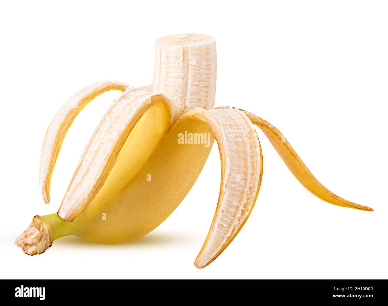 Half Peeled Banana Cut In Half Isolated On White Background Clipping Path Full Depth Of Field