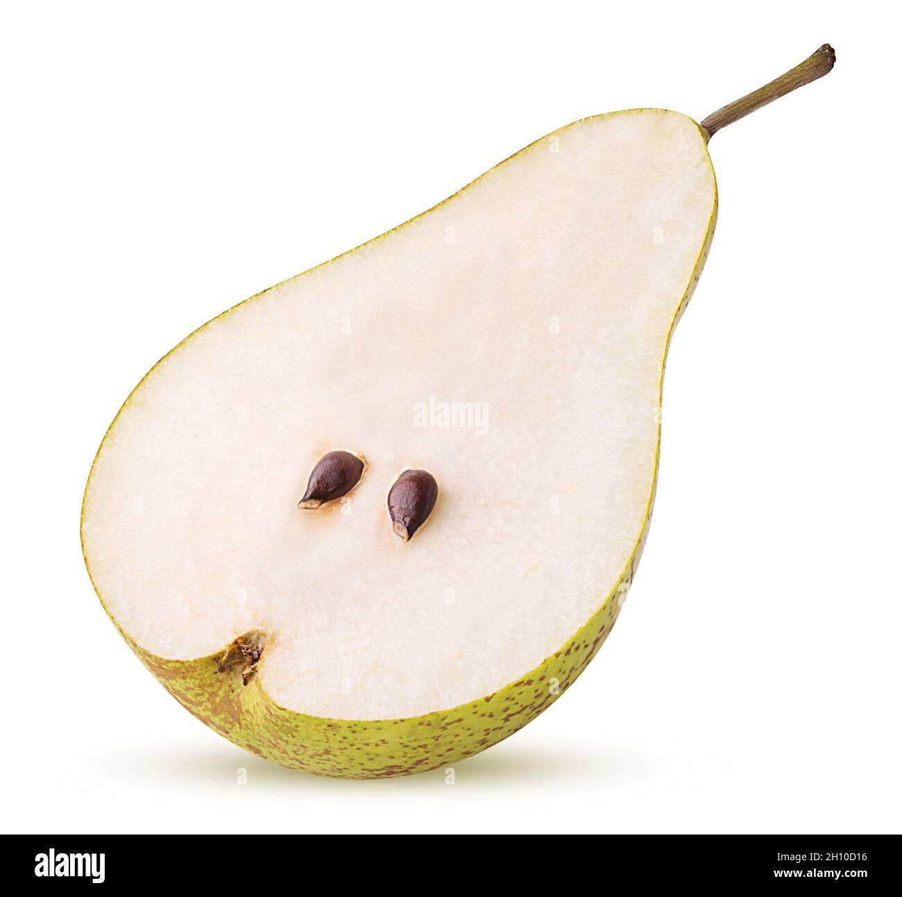 Fresh yellow pears cut in half isolated on white background. Clipping ...