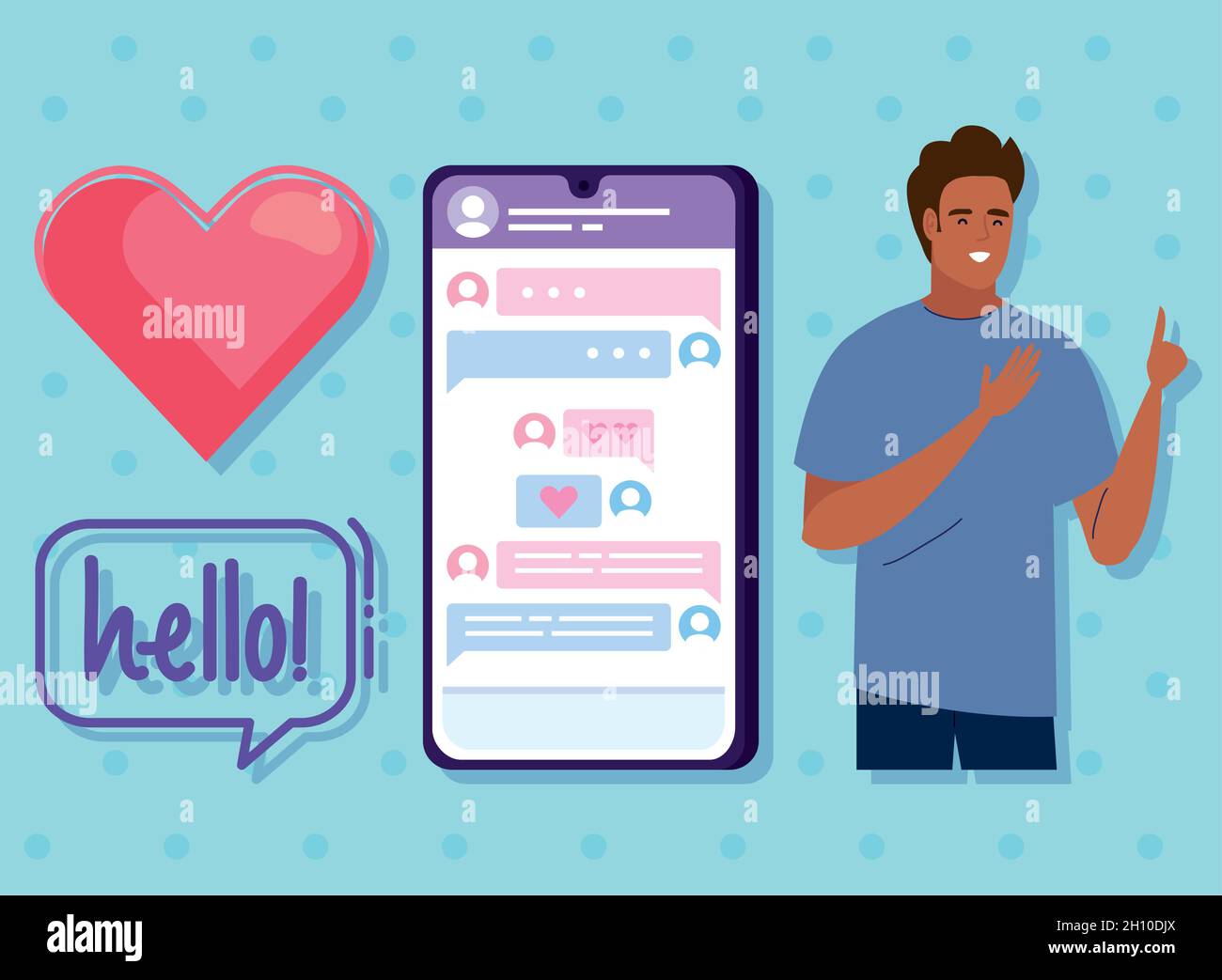 man with virtual relationship icons Stock Vector Image & Art - Alamy