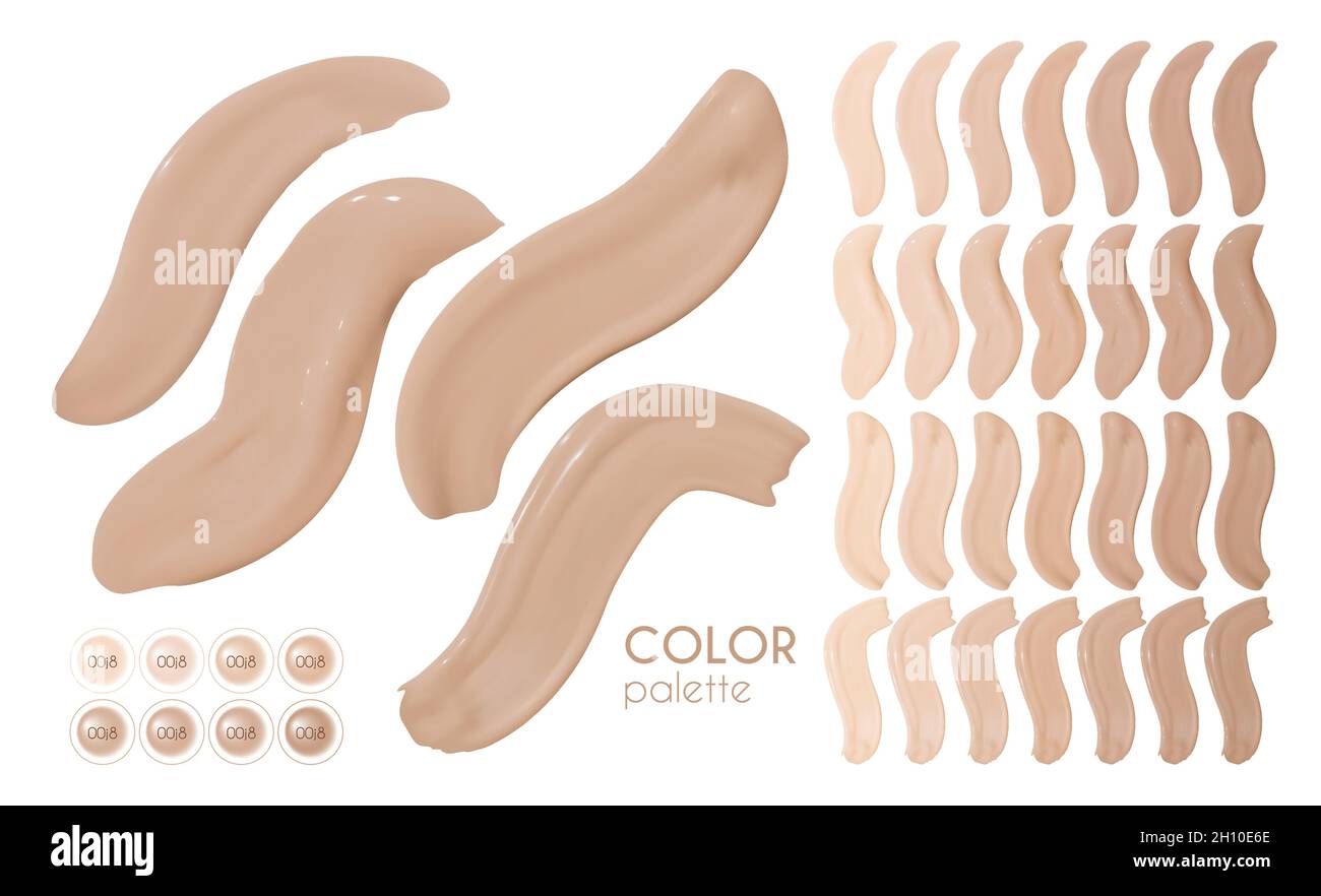 Foundation Smudges. Makeup Concealer Texture. Paint Realistic Swatch ...