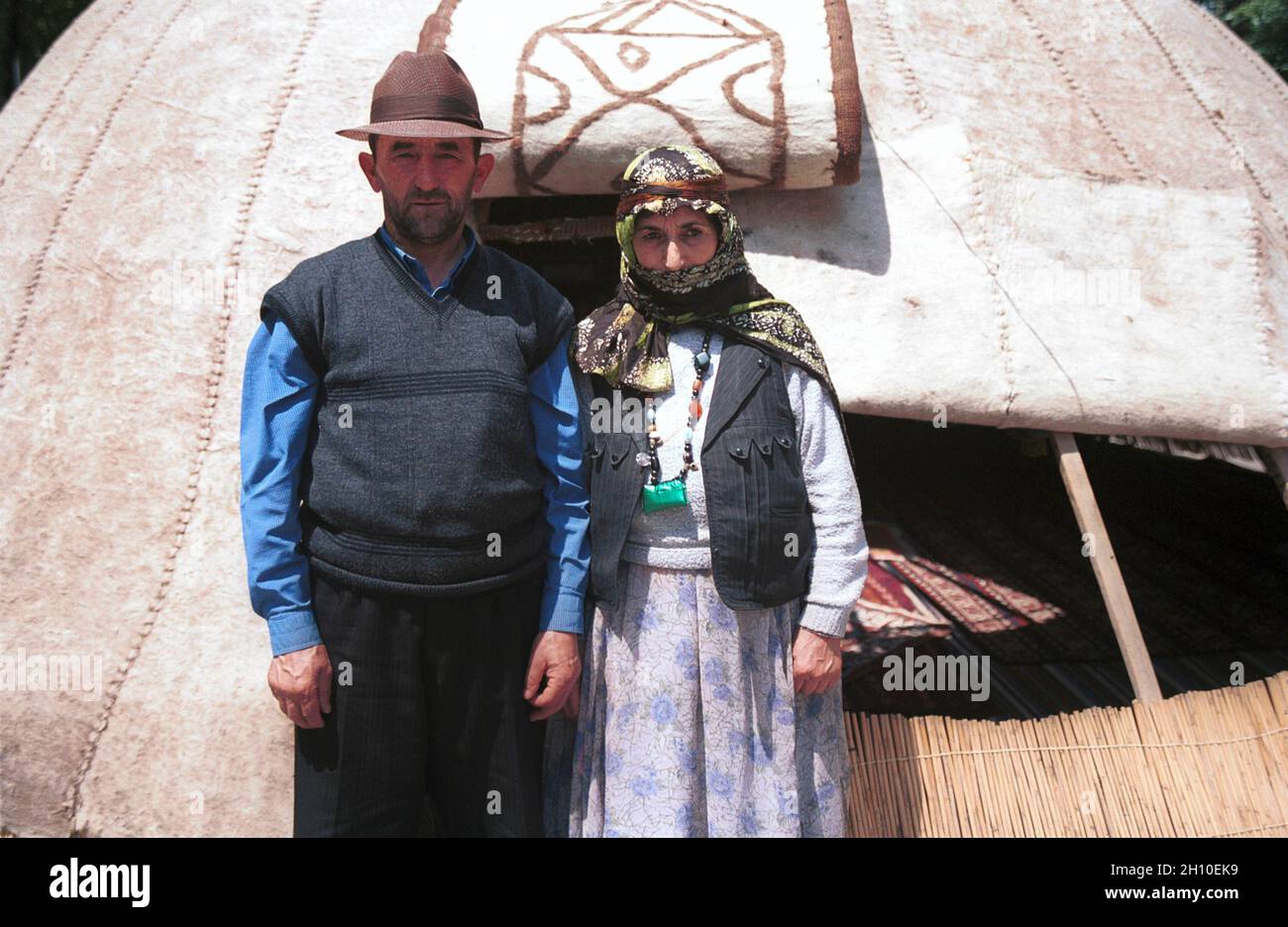 Iranian tribal people in front of their traditional tent as home Stock ...