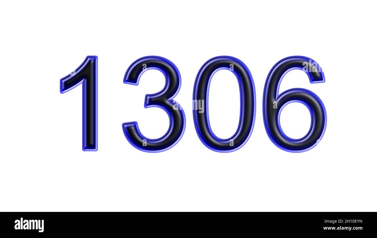blue 1306 number 3d effect white background Stock Photo - Alamy