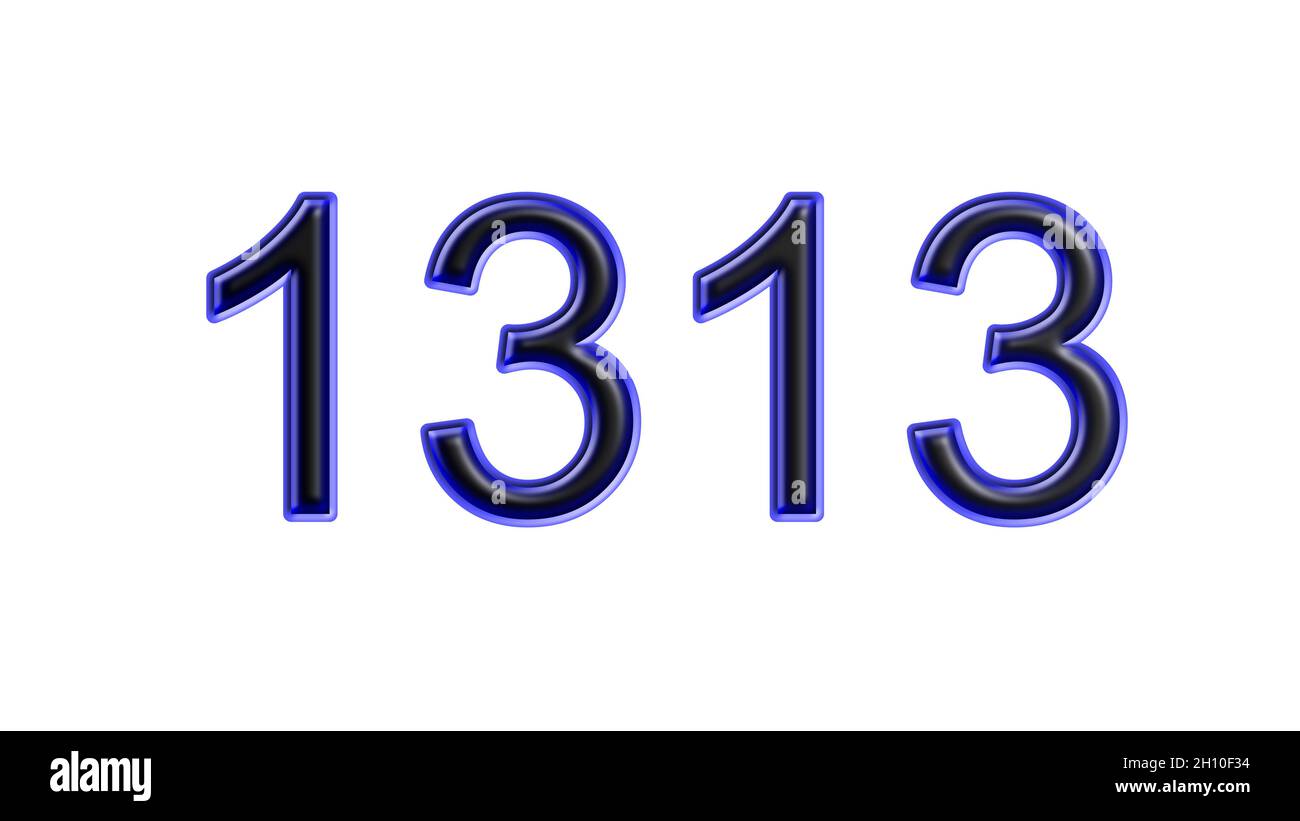 blue 1313 number 3d effect white background Stock Photo - Alamy