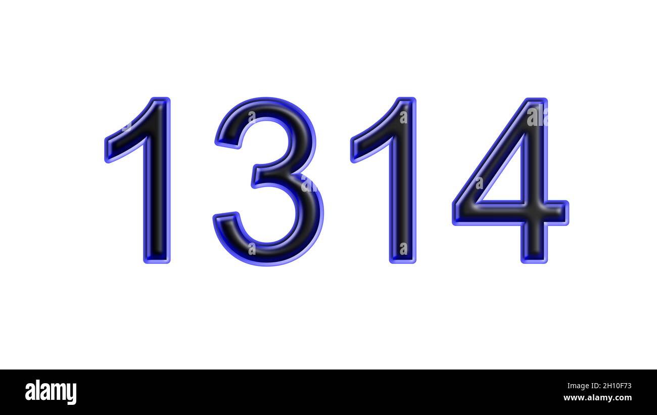 blue 1314 number 3d effect white background Stock Photo - Alamy