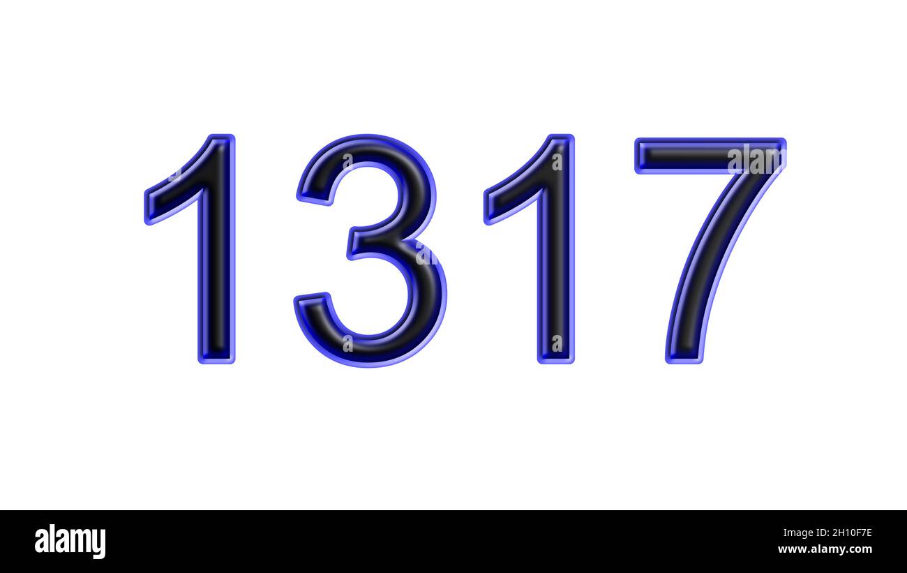 blue 1317 number 3d effect white background Stock Photo - Alamy