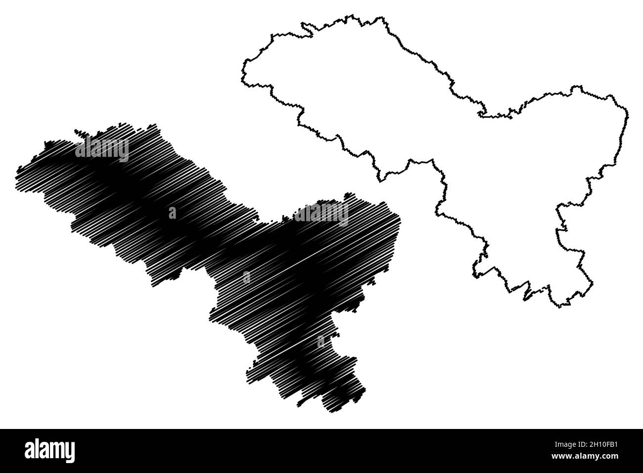 Leh district (Ladakh union territory, Republic of India) map vector ...