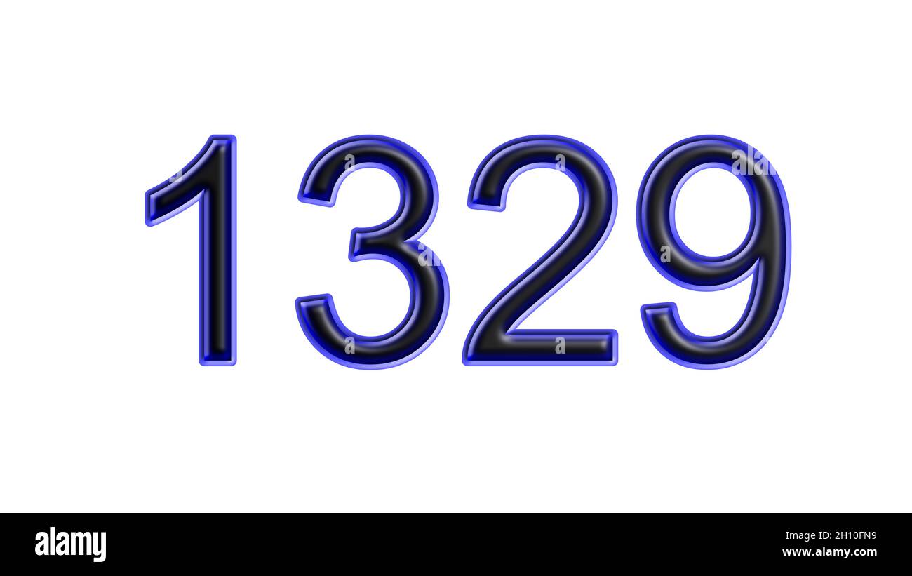 blue 1329 number 3d effect white background Stock Photo - Alamy