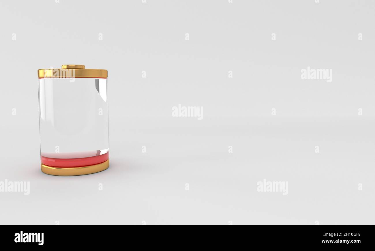 3D rendering of an empty battery icon in red color Stock Photo - Alamy