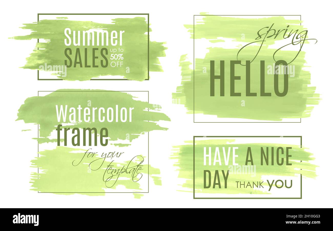 Color Smear the Paint. Green Frames Elements. Abstract Grunge Border ...