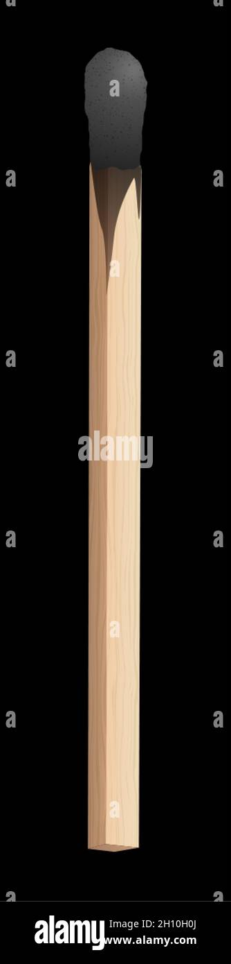 Realistic burning burnt match sticks on black background. Vector ...