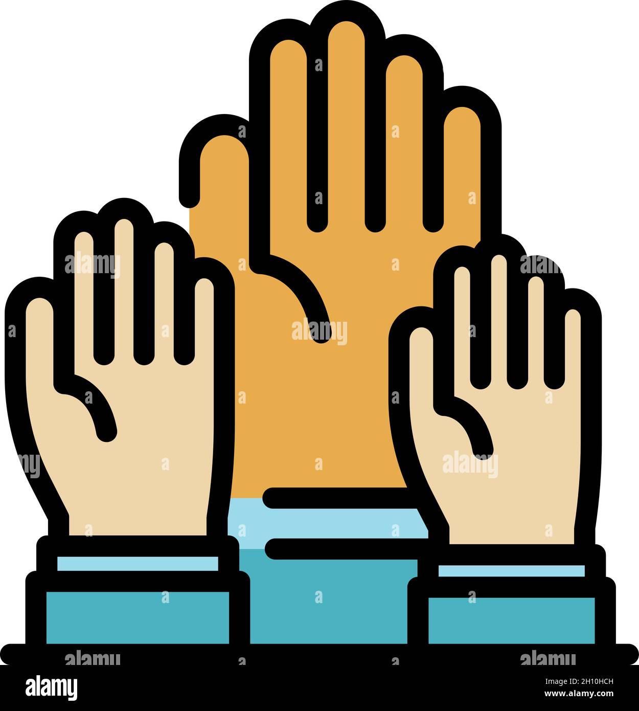 Democracy hands icon. Outline democracy hands vector icon color flat ...