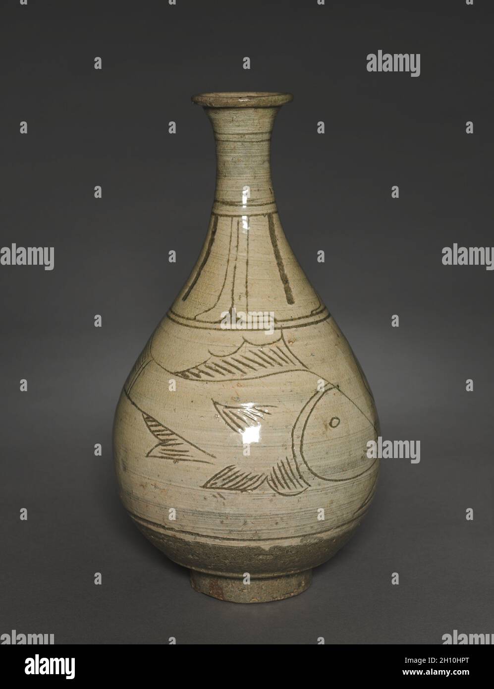 Bottle with Incised and Sgraffito Fish Design, 1400s-1500s. Korea ...