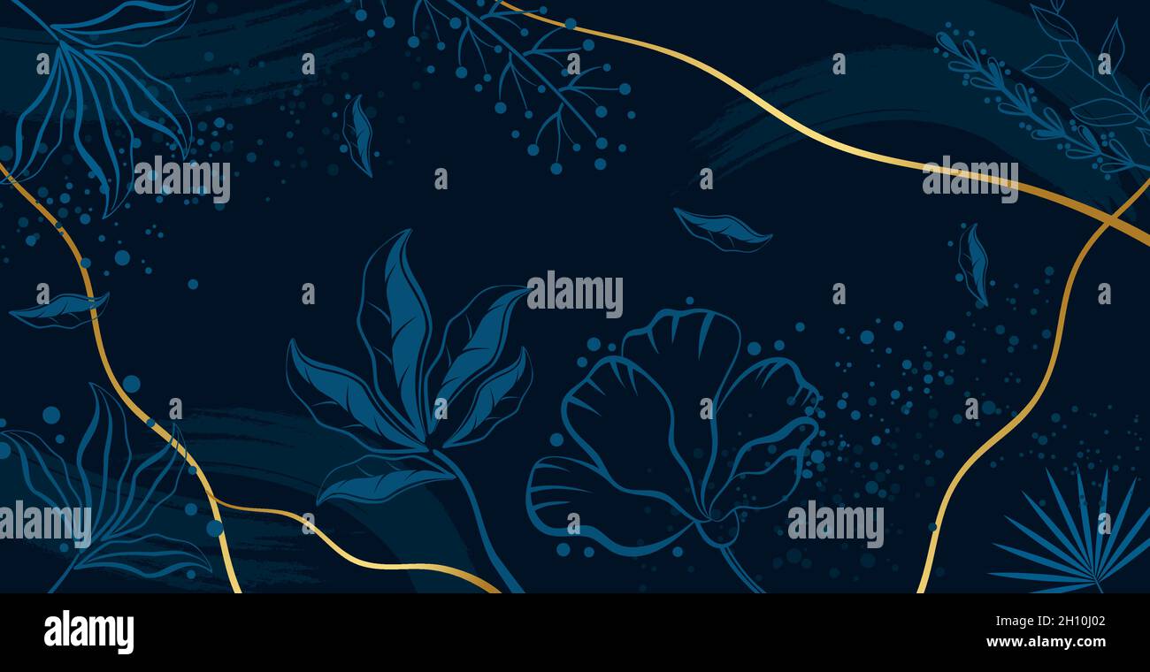 Abstract trendy panoramic background with floral and geometric elements ...