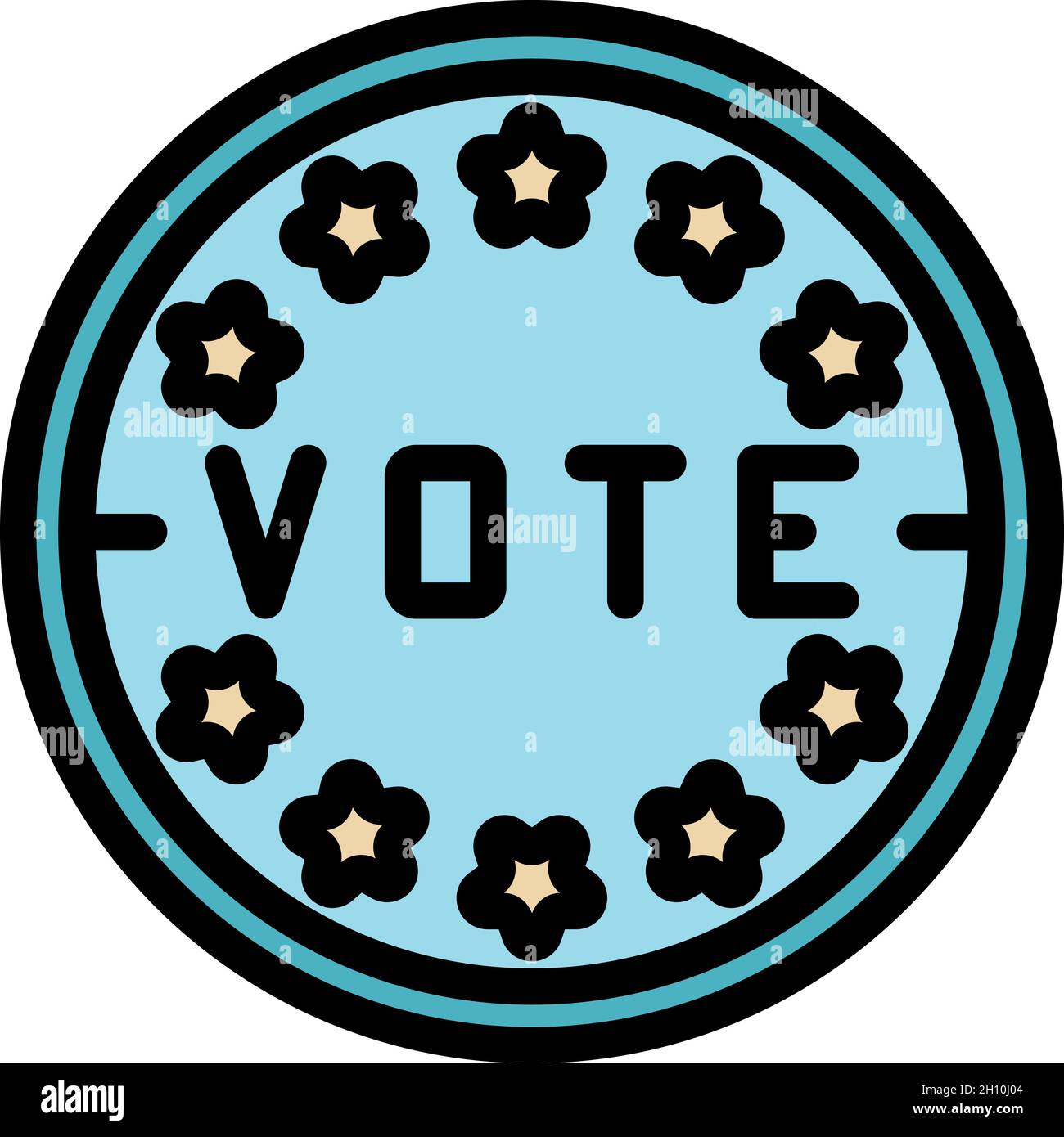 Vote stamp icon. Outline vote stamp vector icon color flat isolated ...