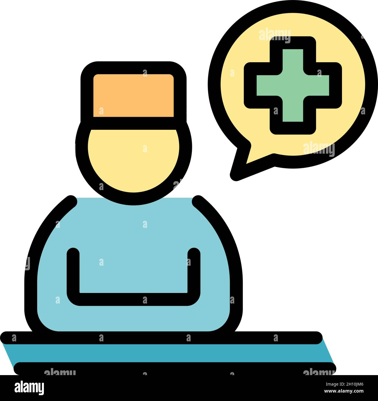 Digital doctor icon. Outline digital doctor vector icon color flat ...