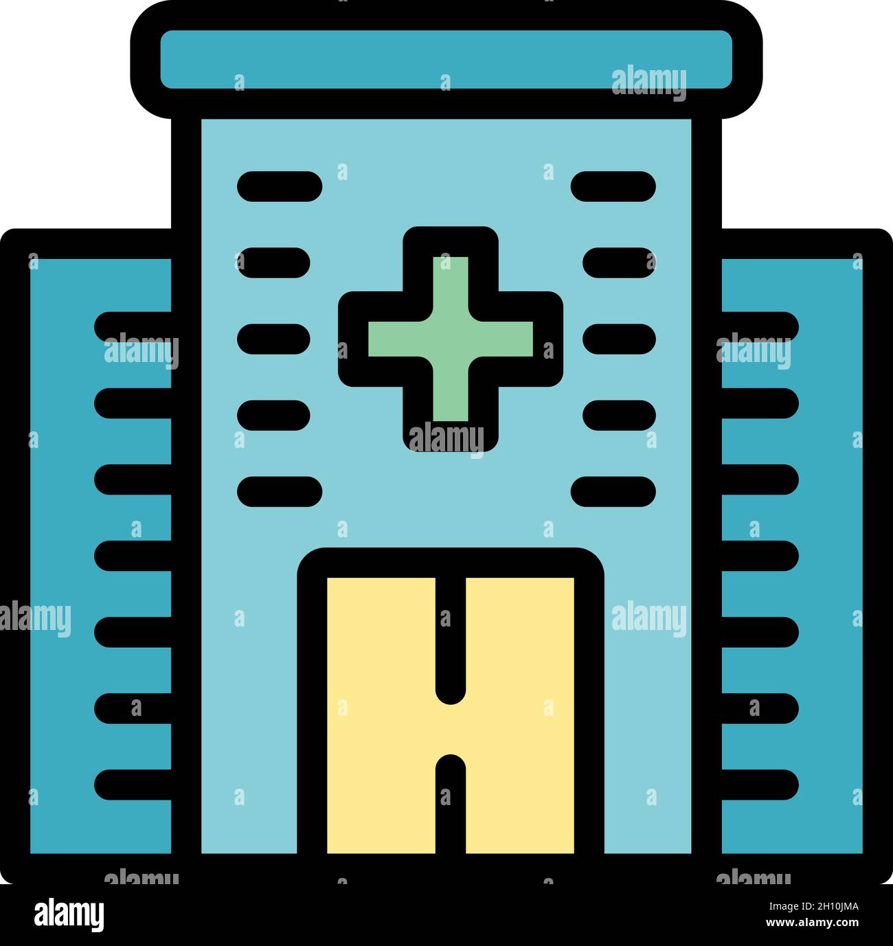 Medical building icon. Outline medical building vector icon color flat ...