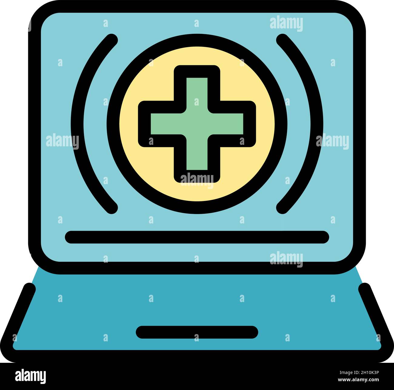Virtual doctor icon. Outline virtual doctor vector icon color flat ...