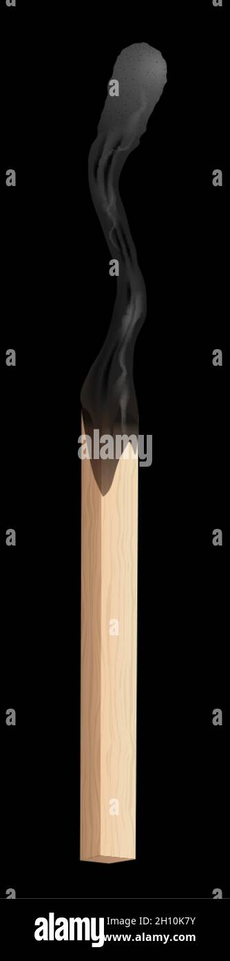 Realistic burning burnt match sticks on black background. Vector ...