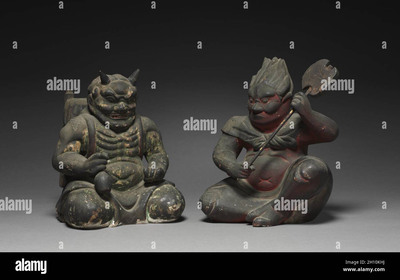Seated Zenki and Koki, 1400s. Japan, Muromachi period (1392-1573). Wood ...
